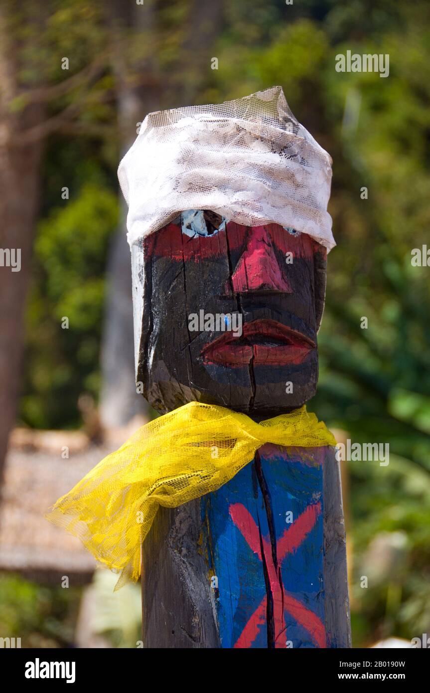 Thailand: Moken (Sea Gypsy) totems, Moken village, Ko Surin Tai, Surin ...