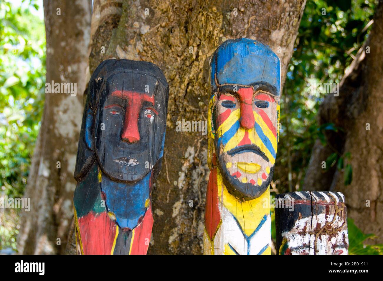 Thailand: Moken (Sea Gypsy) totems, Ko Surin Nua, Mae Ngam Beach, Surin ...