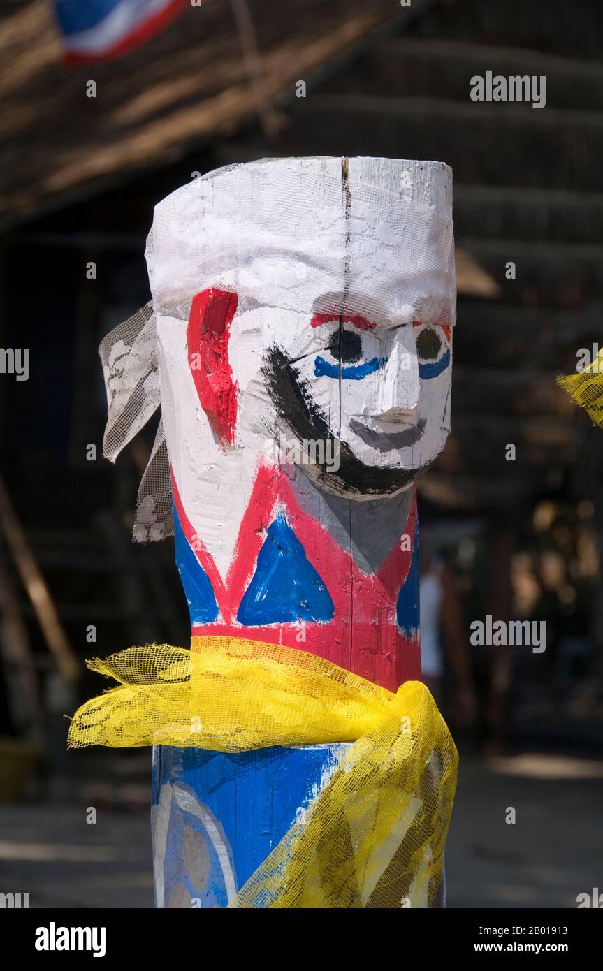 Thailand: Moken (Sea Gypsy) totems, Moken Village, Ko Surin Tai, Surin ...