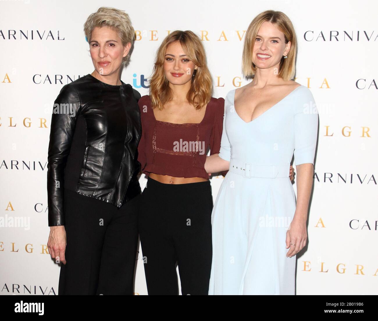 Tamsin Greig, Ella Purnell and Alice Eve attend the "Belgravia ...