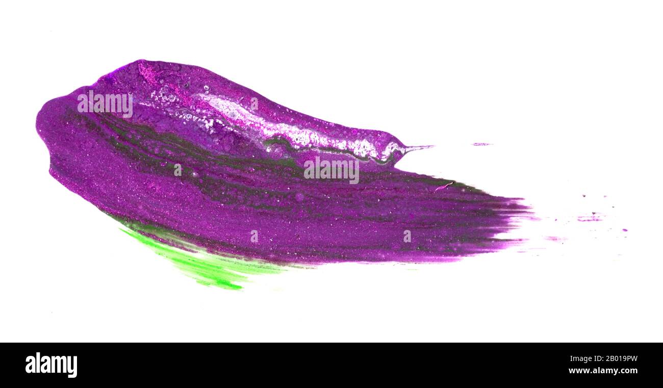 Violet paint brush spot stroke on isolated white background Stock Photo ...