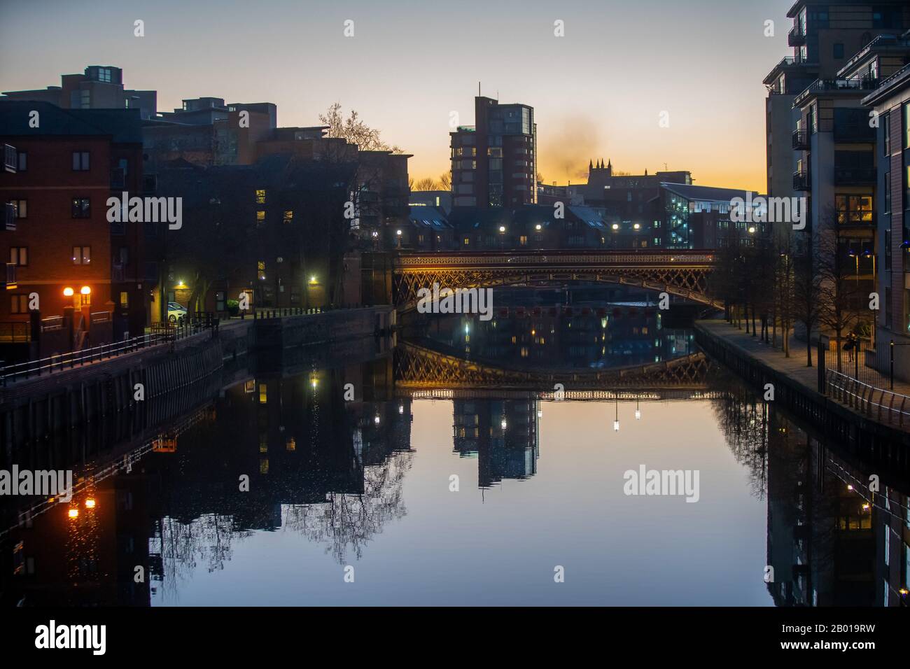 The canal and its bridge at Leeds Uk Stock Photo - Alamy