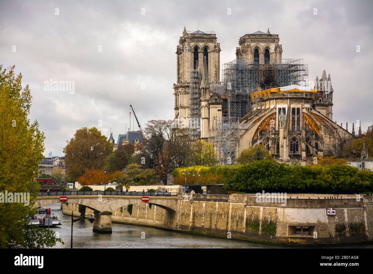 Paris, France - November 11, 2019: Notre Dame Cathedral with repair ...