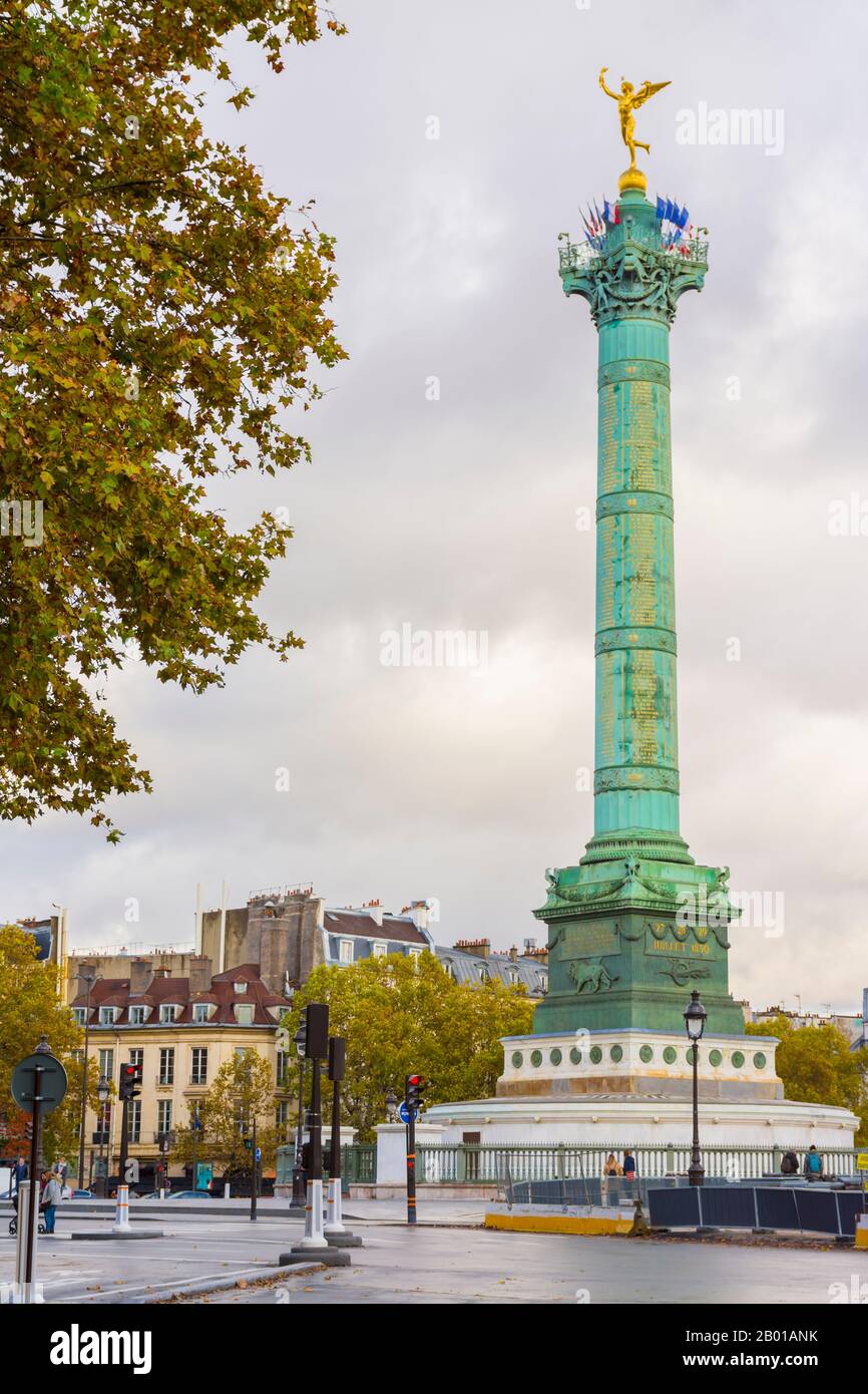 Paris, France - November 11, 2019: The sculpture Genius of Liberty ...
