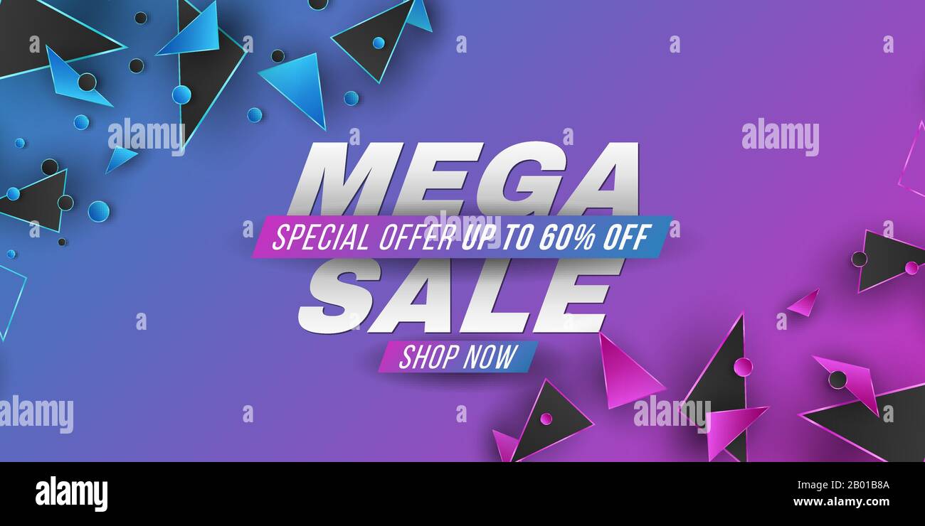 Mega Sale Banner. Template for your business design. Geometric design ...