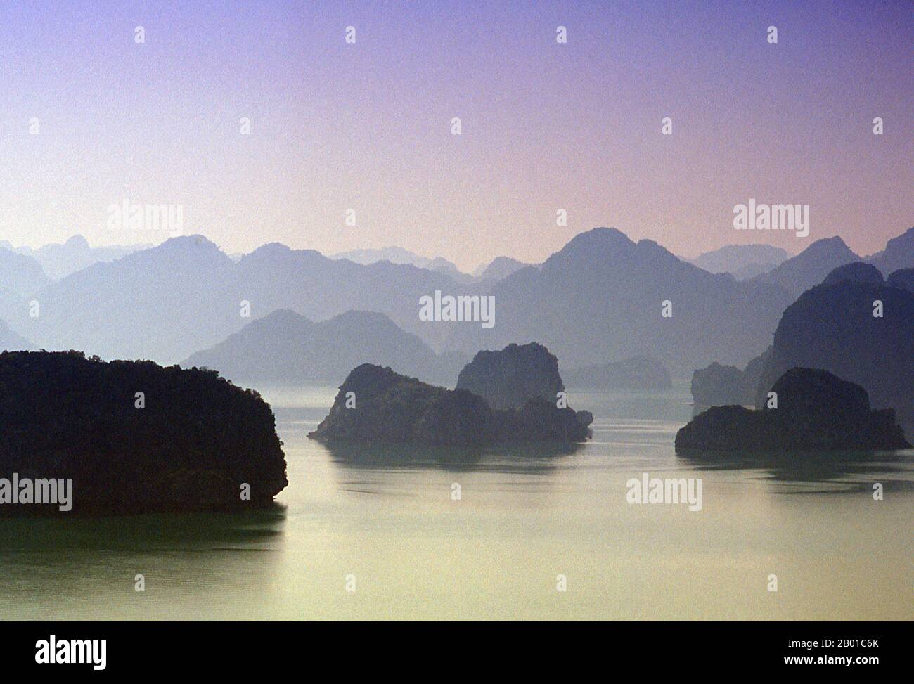Vietnam: Sunset glow, view from Dao Titop, Halong Bay, Quang Ninh ...