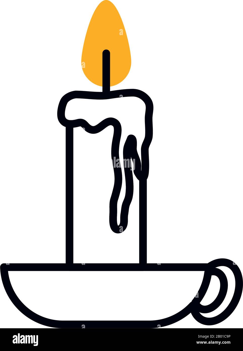 Candle half line half color style icon design, Fire flame candlelight ...