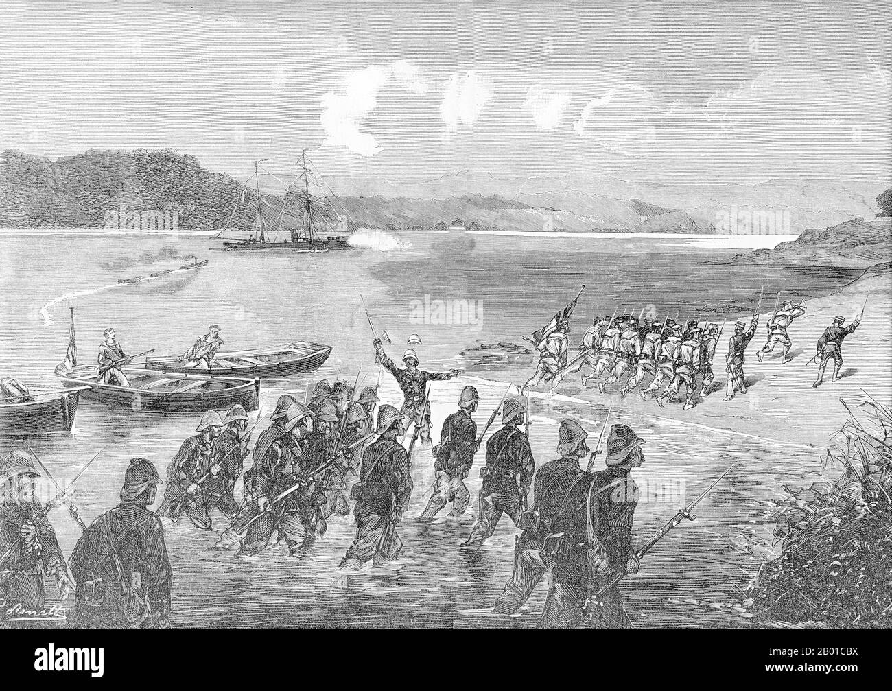 Vietnam: French sailors and marine infantry go ashore to attack the ...