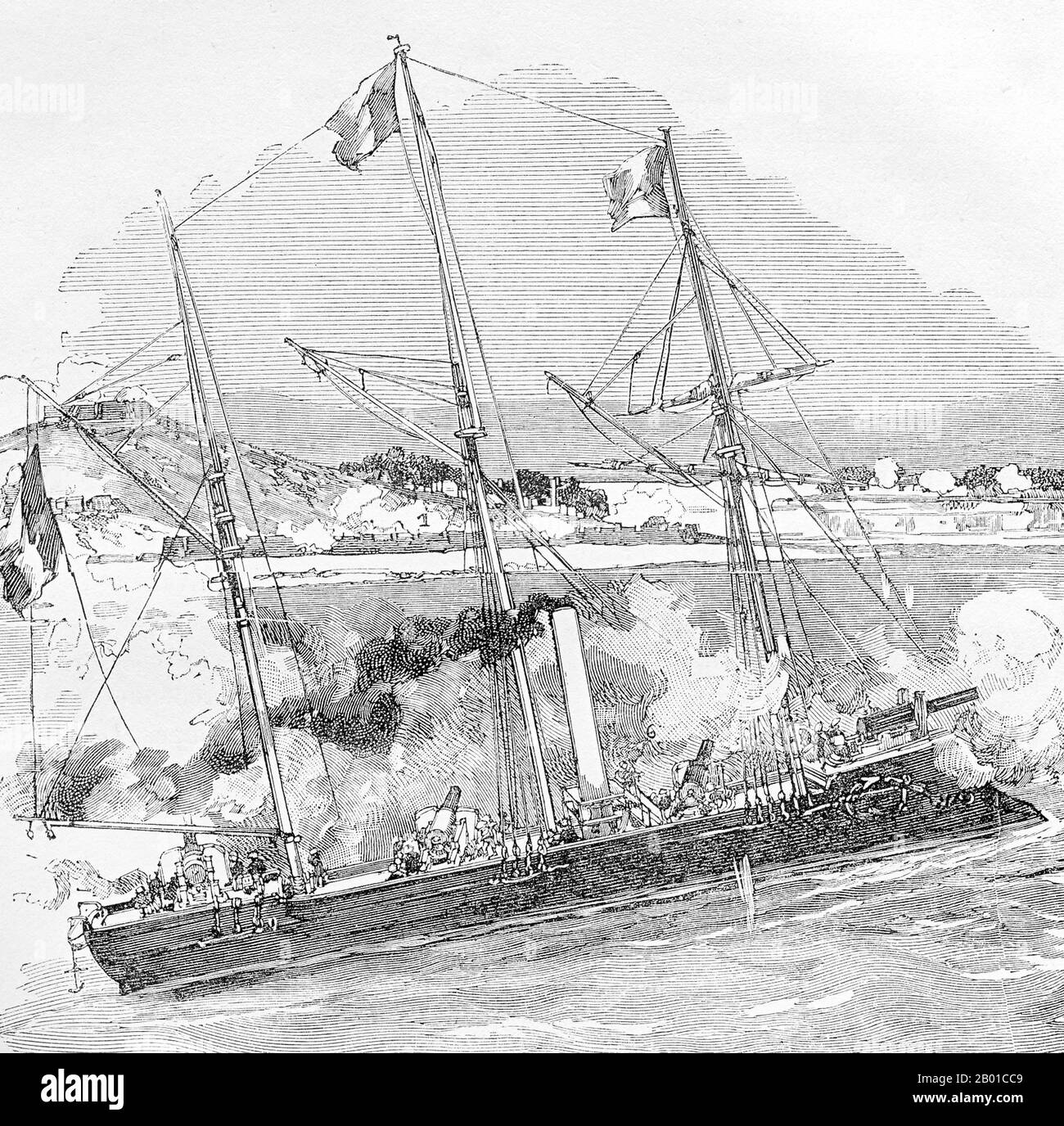 Vietnam: The gunboat Vipere forces the Thuan An barrage, 20 August 1883 ...