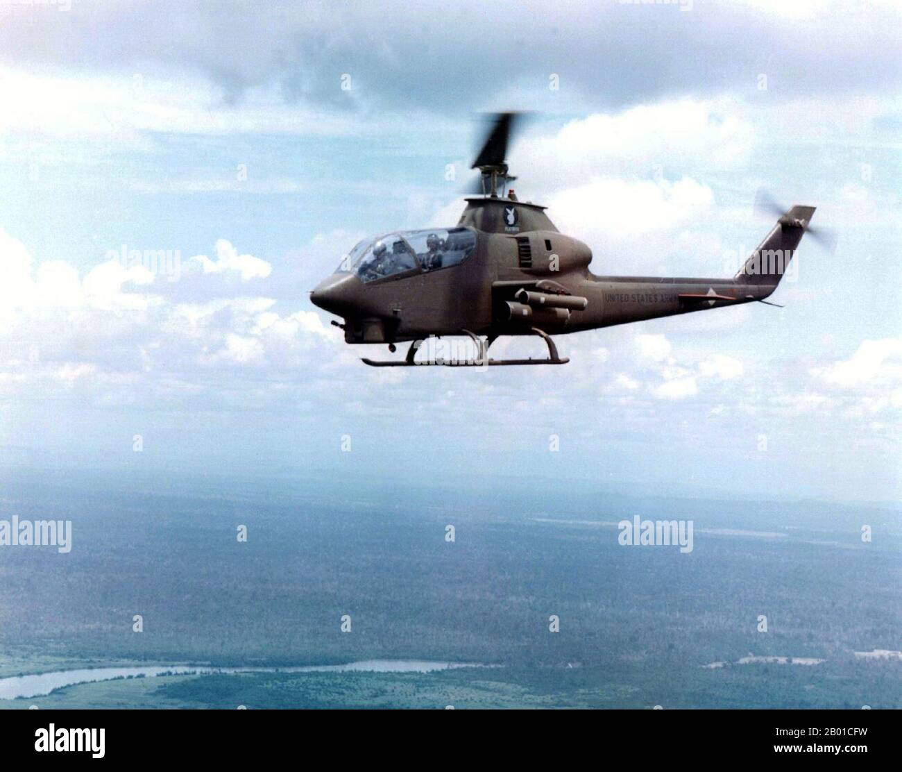 Vietnam: AH-1G Cobra gunship helicopter over southern Vietnam, 1969 ...