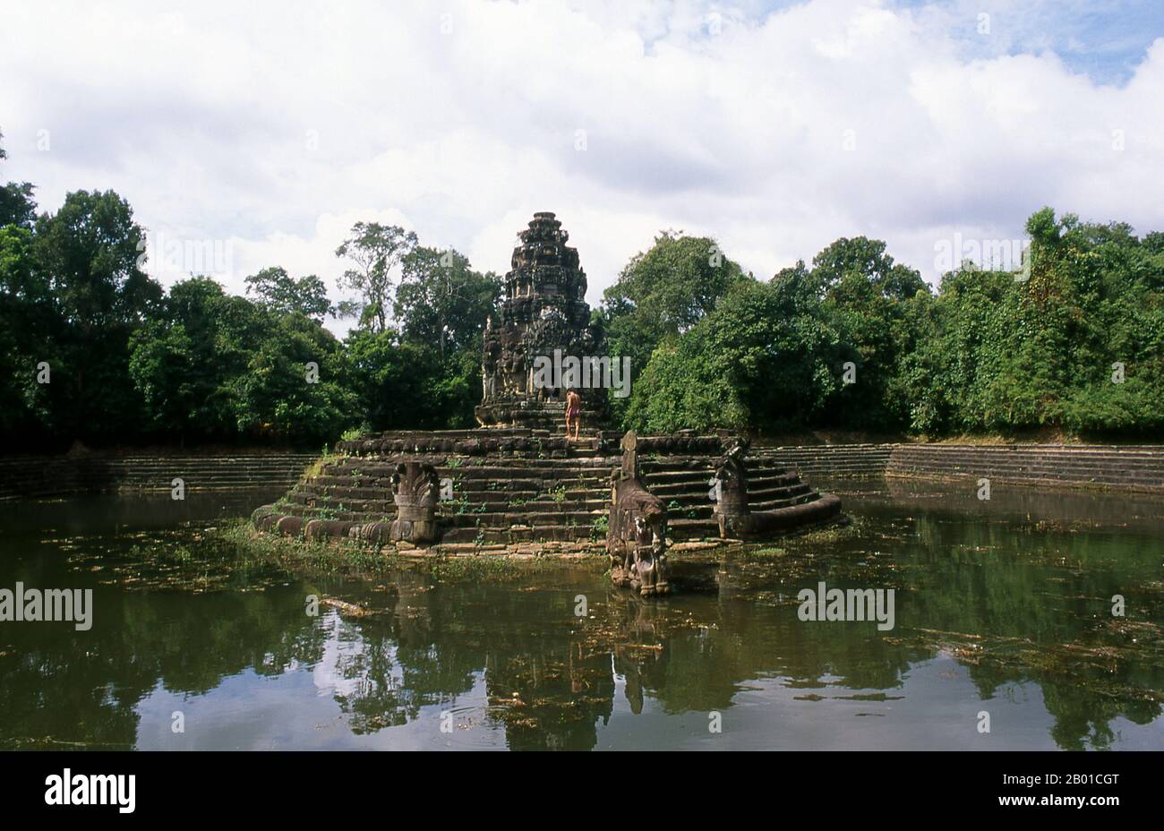 Cambodia: Neak Pean during the dry season, the central island faced by ...