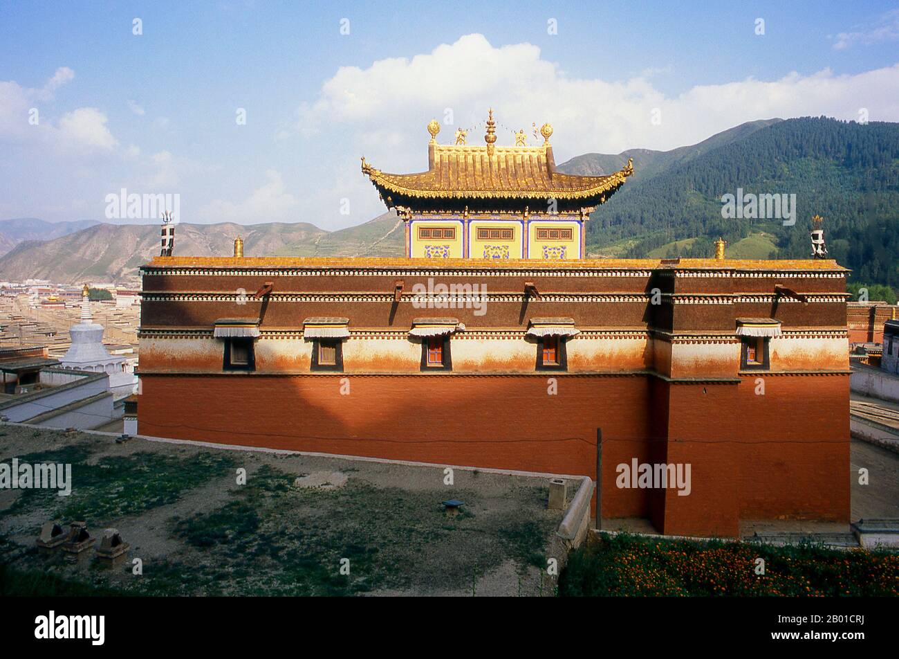 China: The Small Gold Tile Temple Hall, Labrang Monastery, Xiahe, Gansu ...