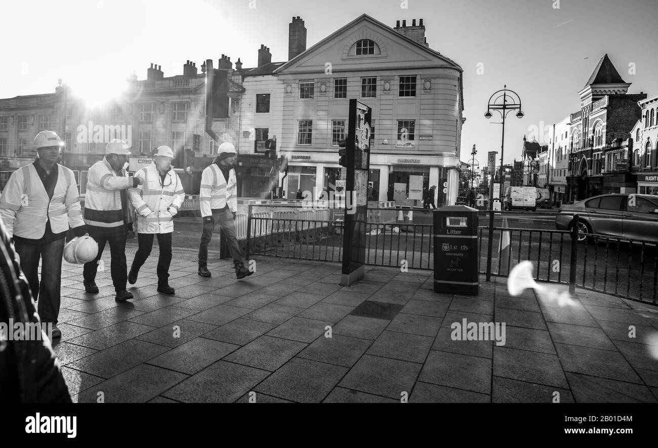 Construction workers at Leeds UK Stock Photo - Alamy