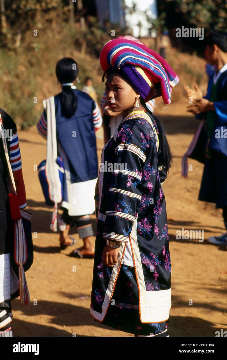 Thailand: Lahu Shehleh woman in festival garb, northern Thailand. The ...