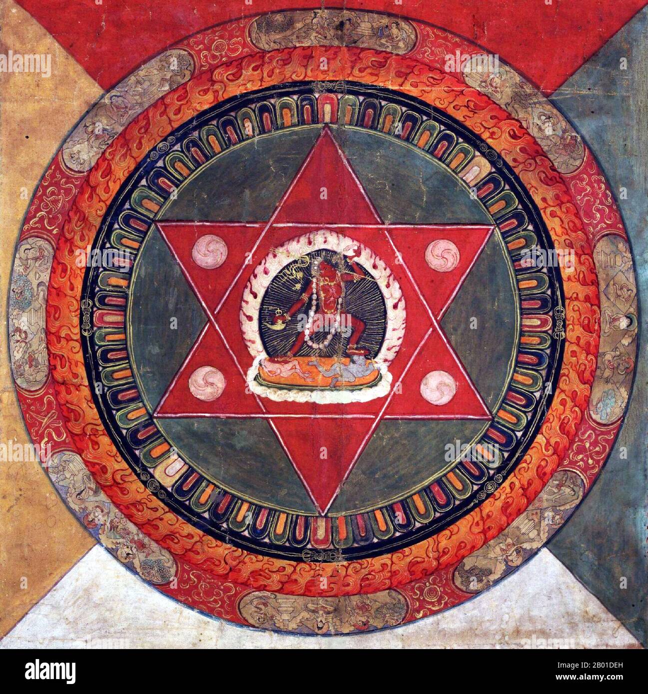 China/Tibet: Vajrayogini at the centre of a Tantric Buddhist mandala ...