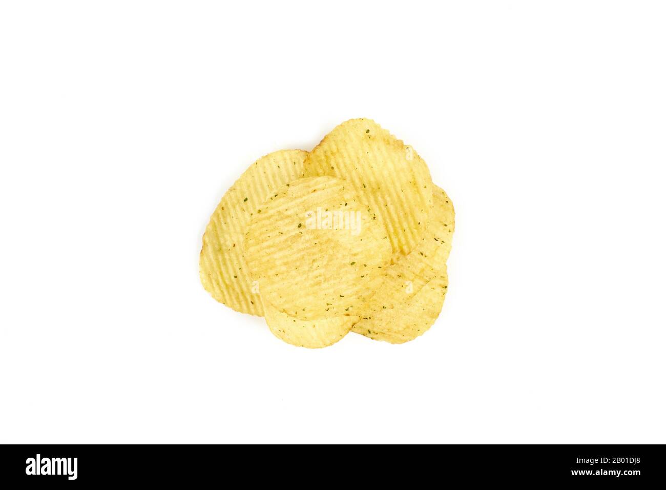 pile of ribbed potato chips isolated on white background Stock Photo ...
