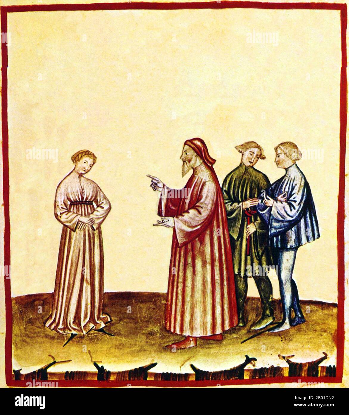 Iraq/Italy: 'Discretion' - a stern father. Illustration from Ibn Butlan ...