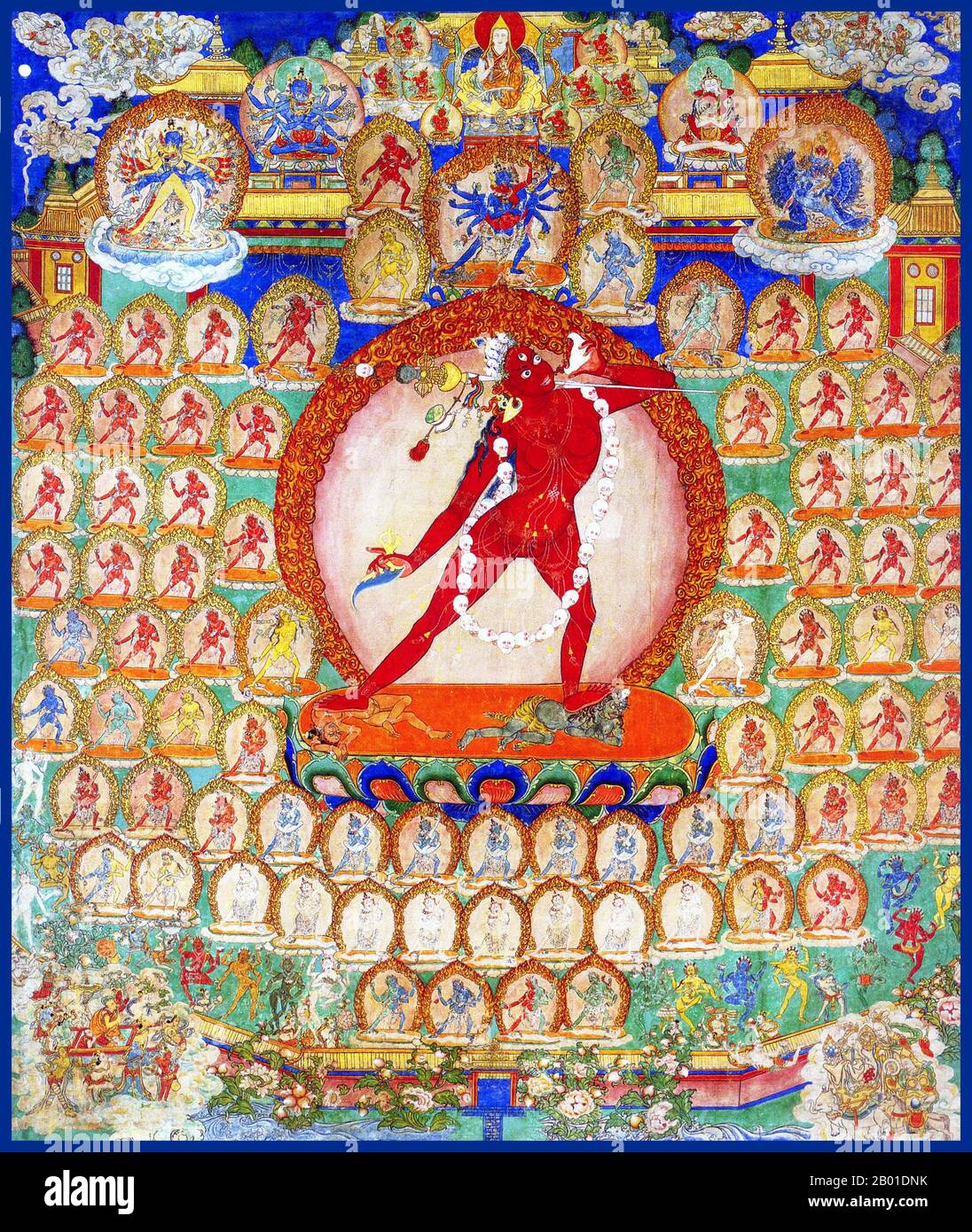 Mongolia: Sarvabuddha Dakini (Narkahajid) in ink and colours on cotton ...