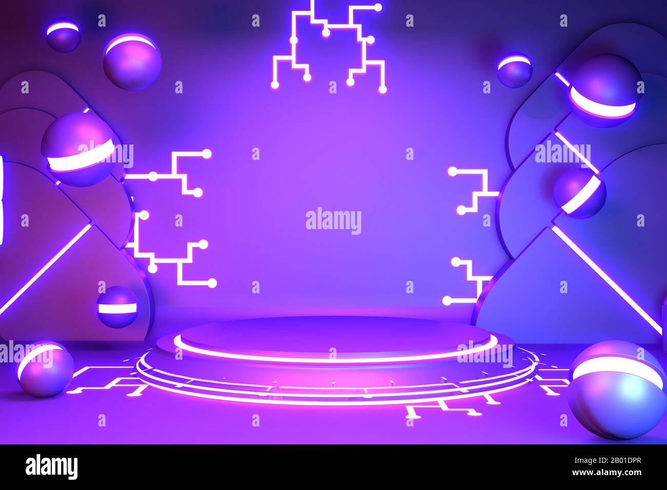 Game concept gradients purple and blue abstract podium showcase. 3D ...