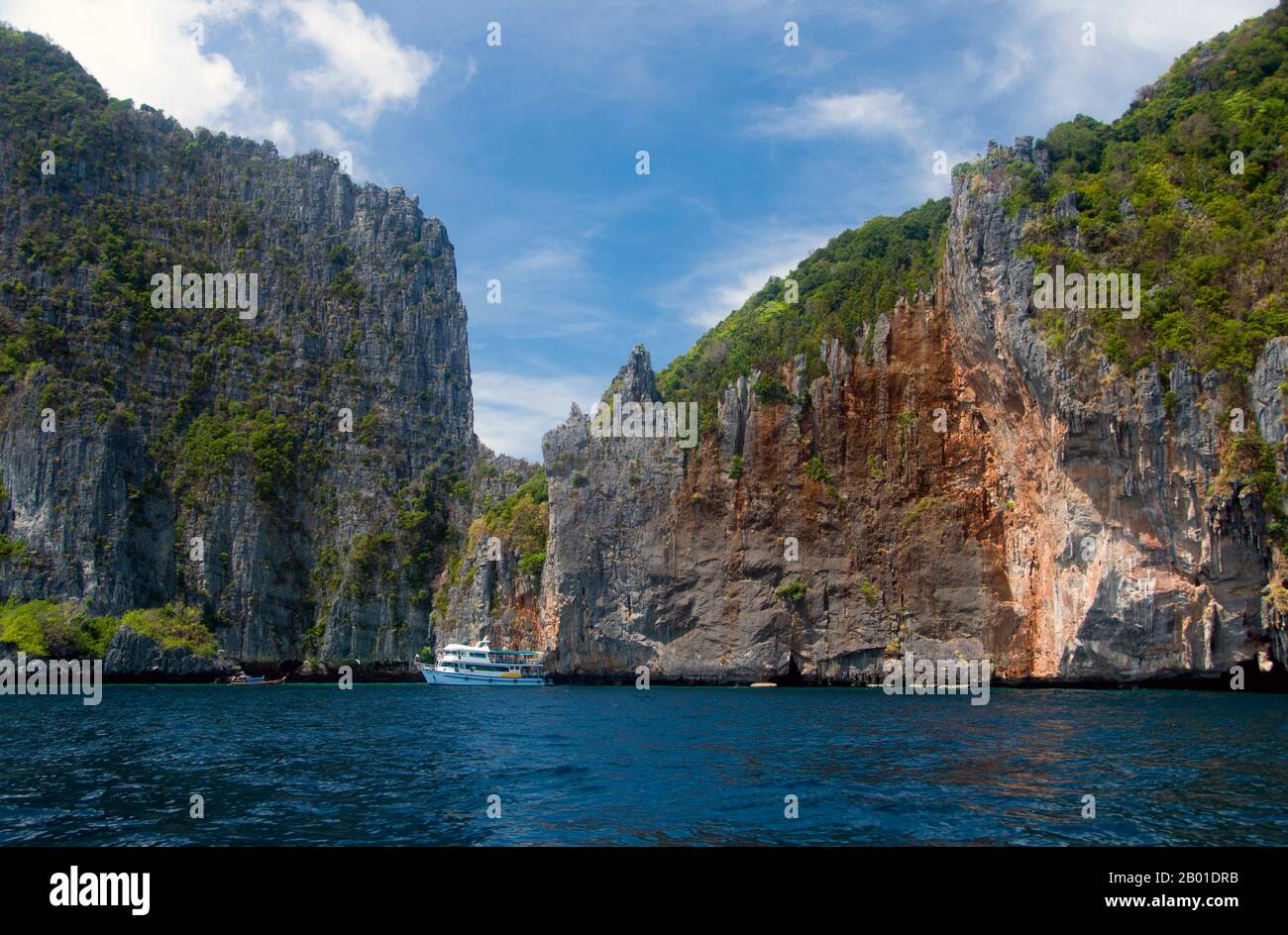 Thailand: Cliffs of Ko Phi Phi Leh, Ko Phi Phi. Ko Phi Phi consists of ...
