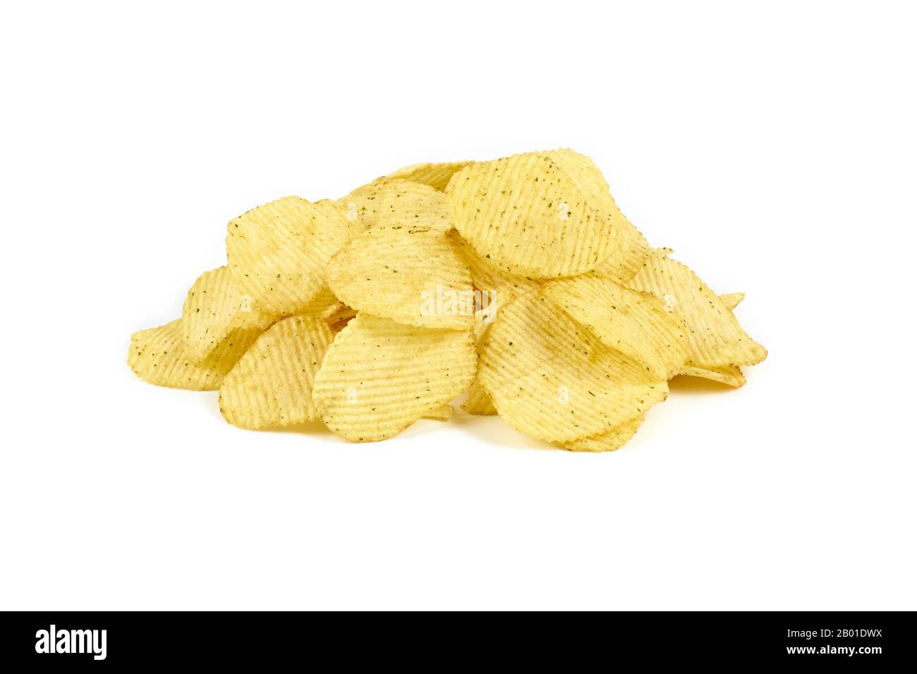 pile of ribbed potato chips isolated on white background Stock Photo ...