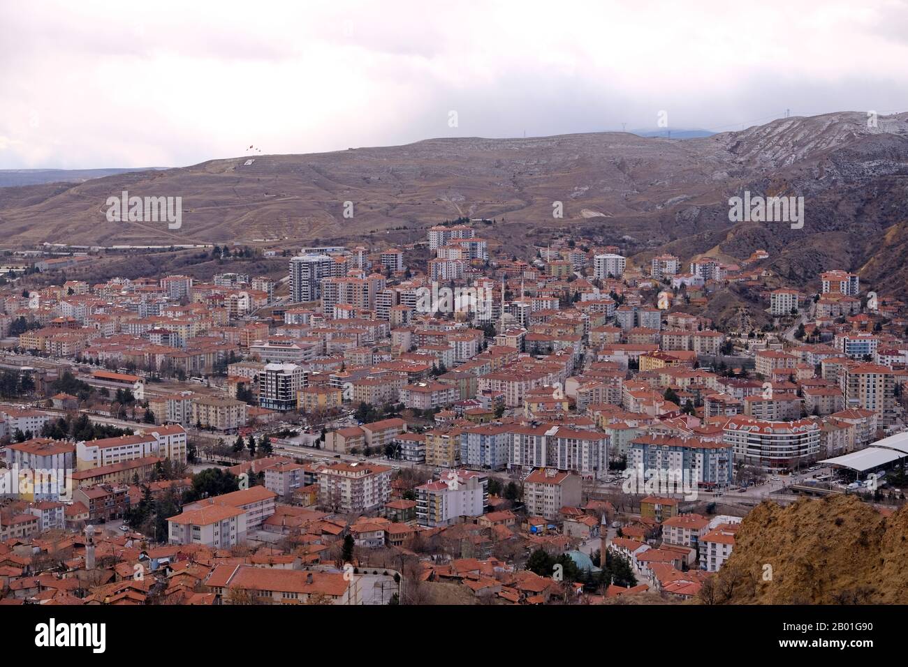 bird's eye view of the city center of Çankırı from the hill Stock Photo ...