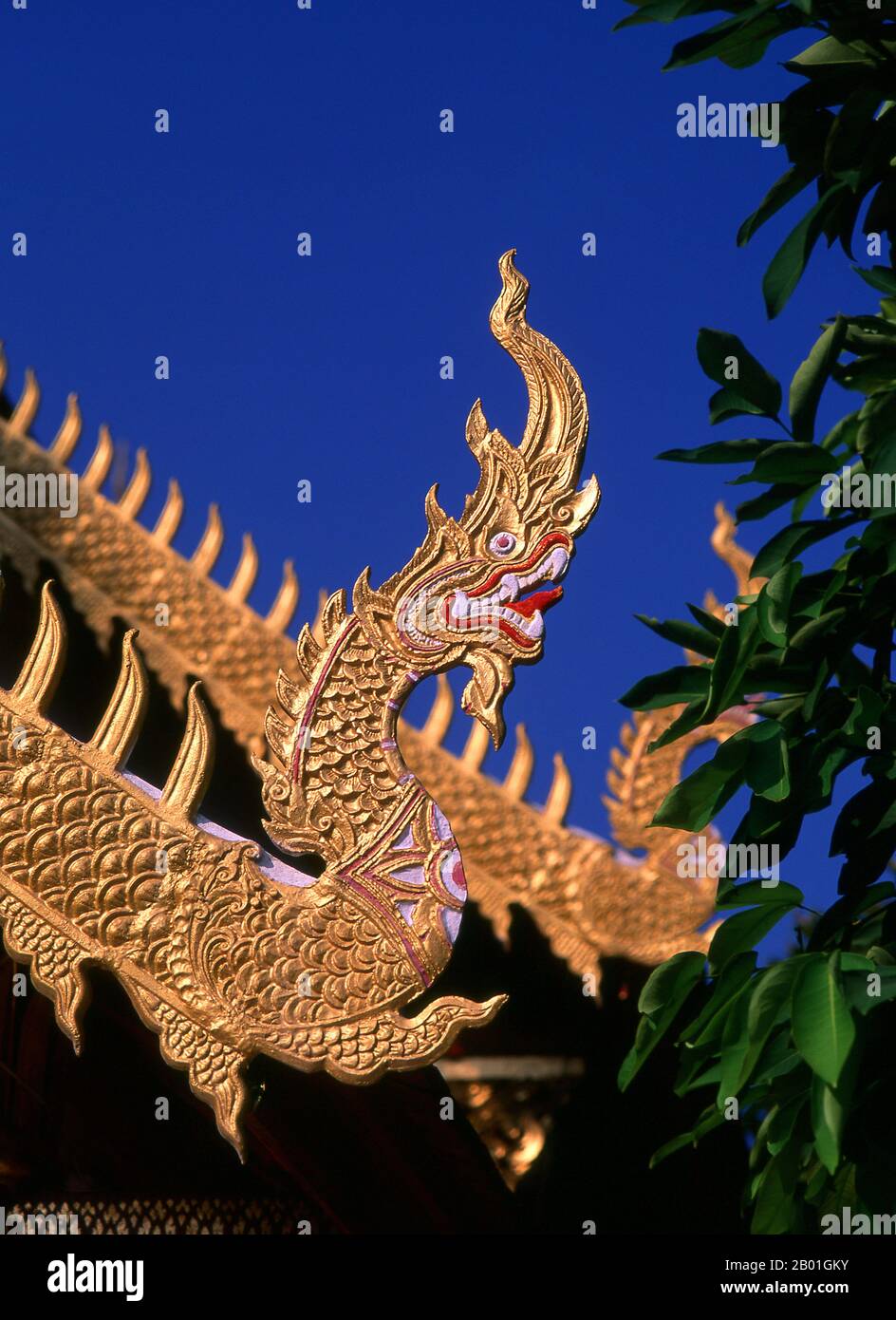 Thailand: Naga eaves on the ubosot (ordination hall), Wat Chiang Man ...