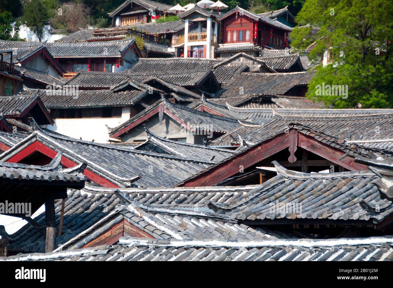 China: Roofs of Lijiang Old Town, Yunnan Province. The Naxi or Nakhi ...