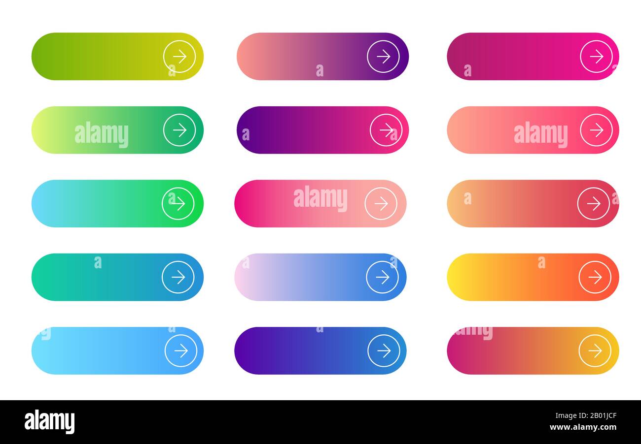 Web gradient button. Flat rectangular and rounded empty sign collection for internet navigation ...