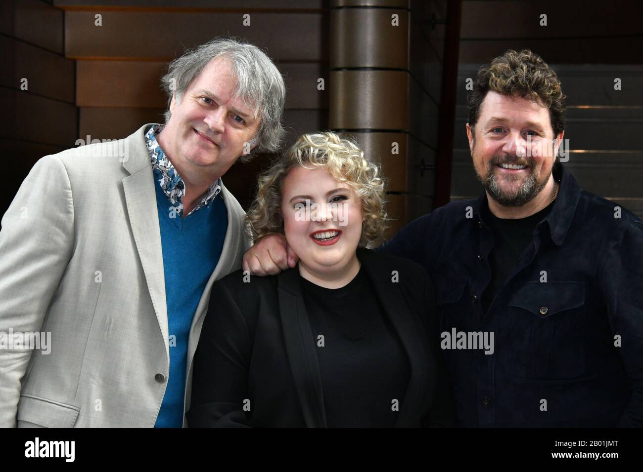 London, UK. 18th Feb, 2020. Paul Merton, Lizzie Bea and Michael Ball ...