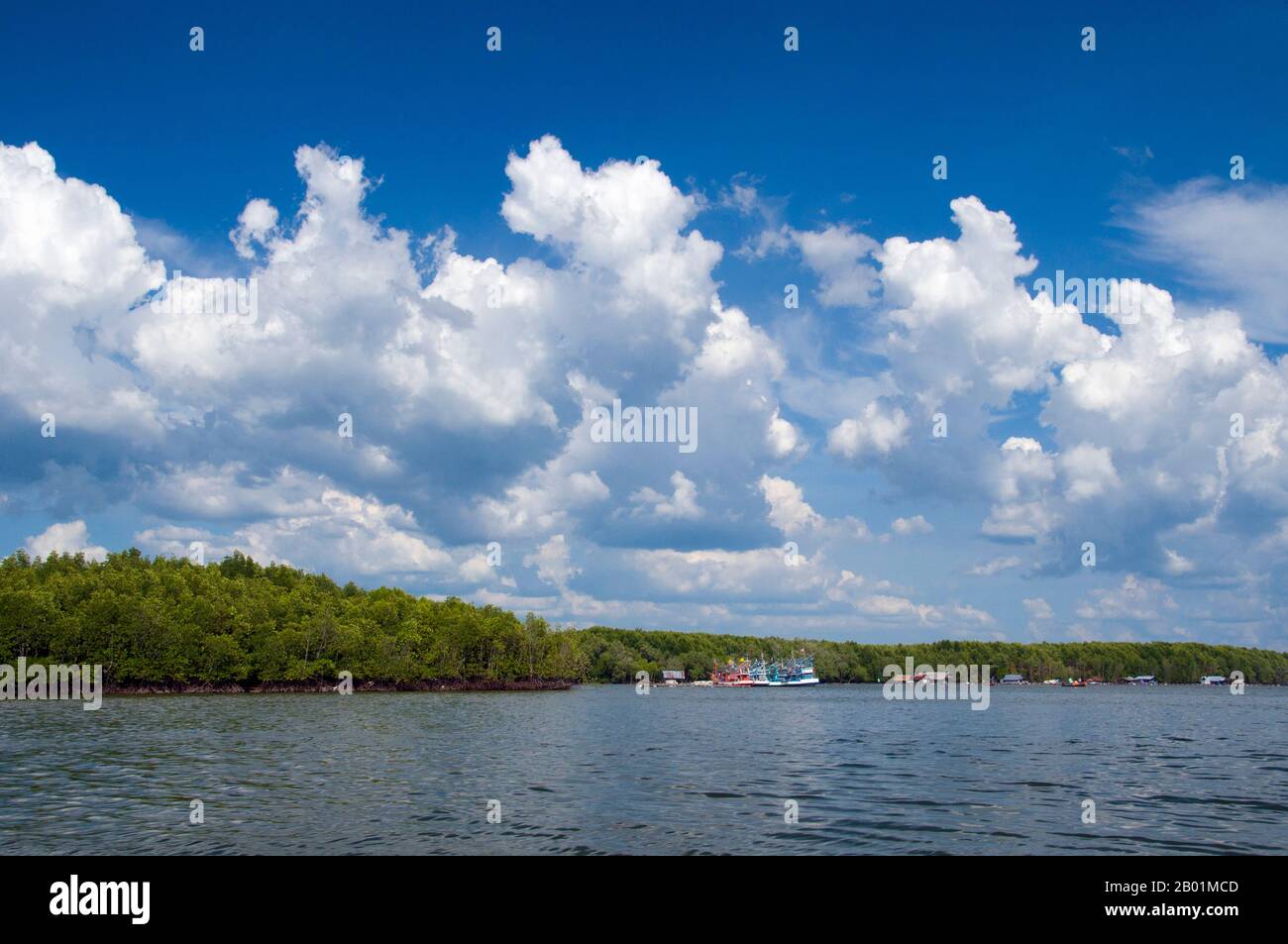 Thailand: Mangroves with deep sea fishing boats, near Krabi Town and Ko ...