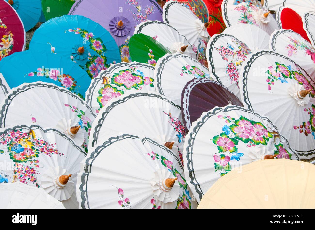 Thailand: Umbrella drying in the garden, Bo Sang Umbrella Village, near ...