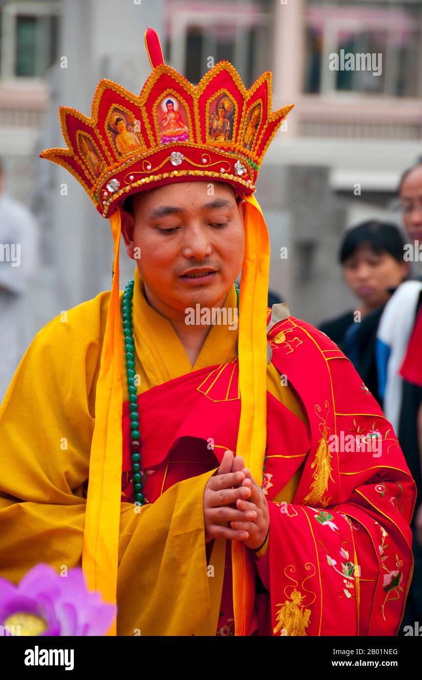 China: Elaborate late afternoon Buddhist rituals outside Ming-era ...