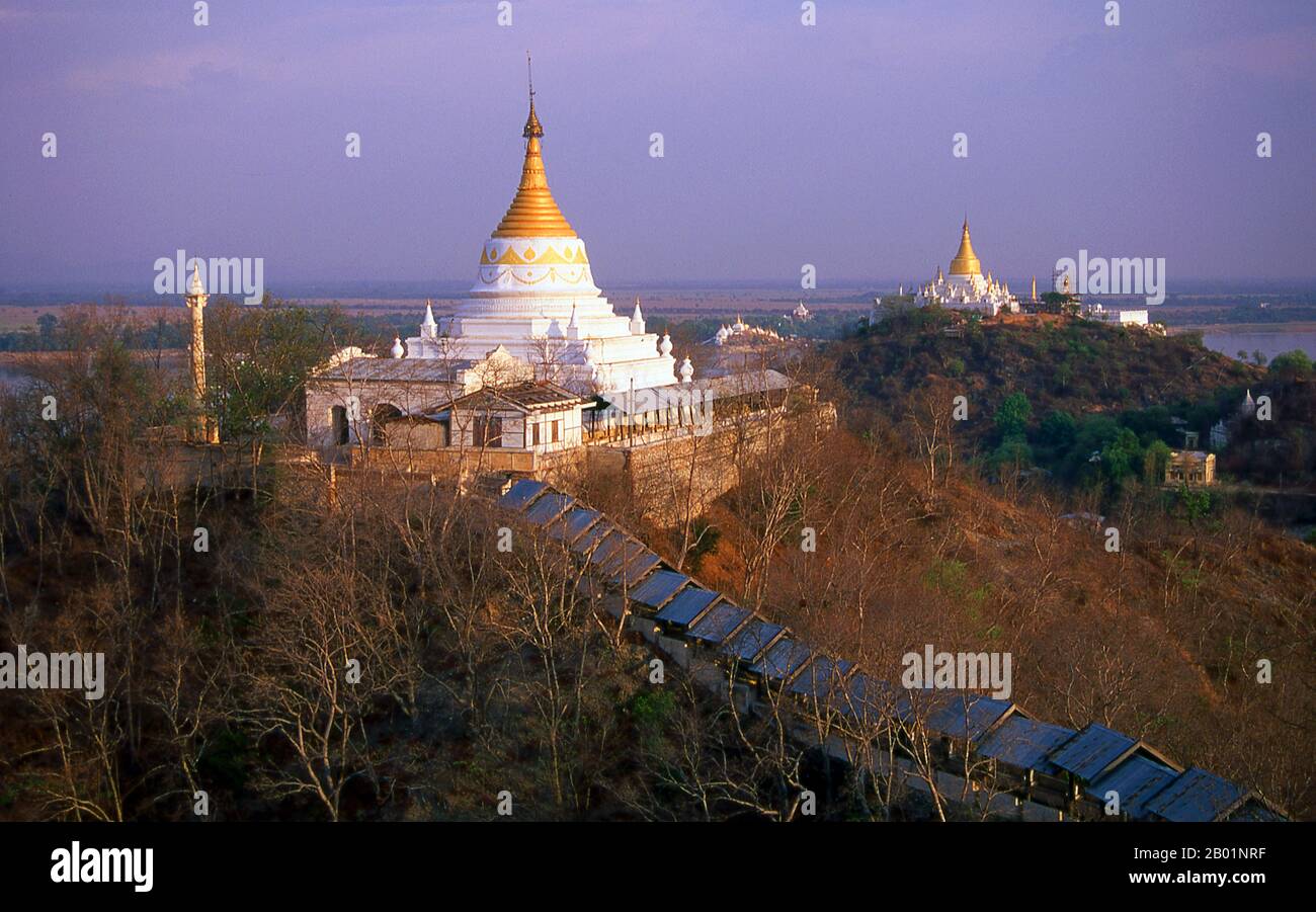 Burma/Myanmar: Hilltop pagodas at Sagaing, the river Irrawaddy ...