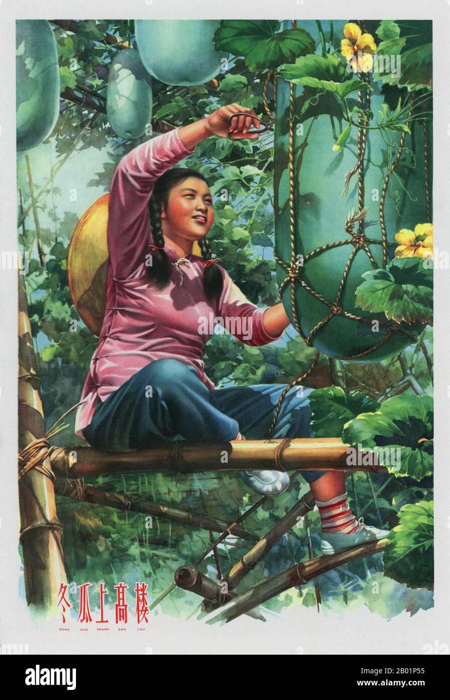China: 'Winter Gourds on a High-Rise'. Propaganda poster for the Great ...