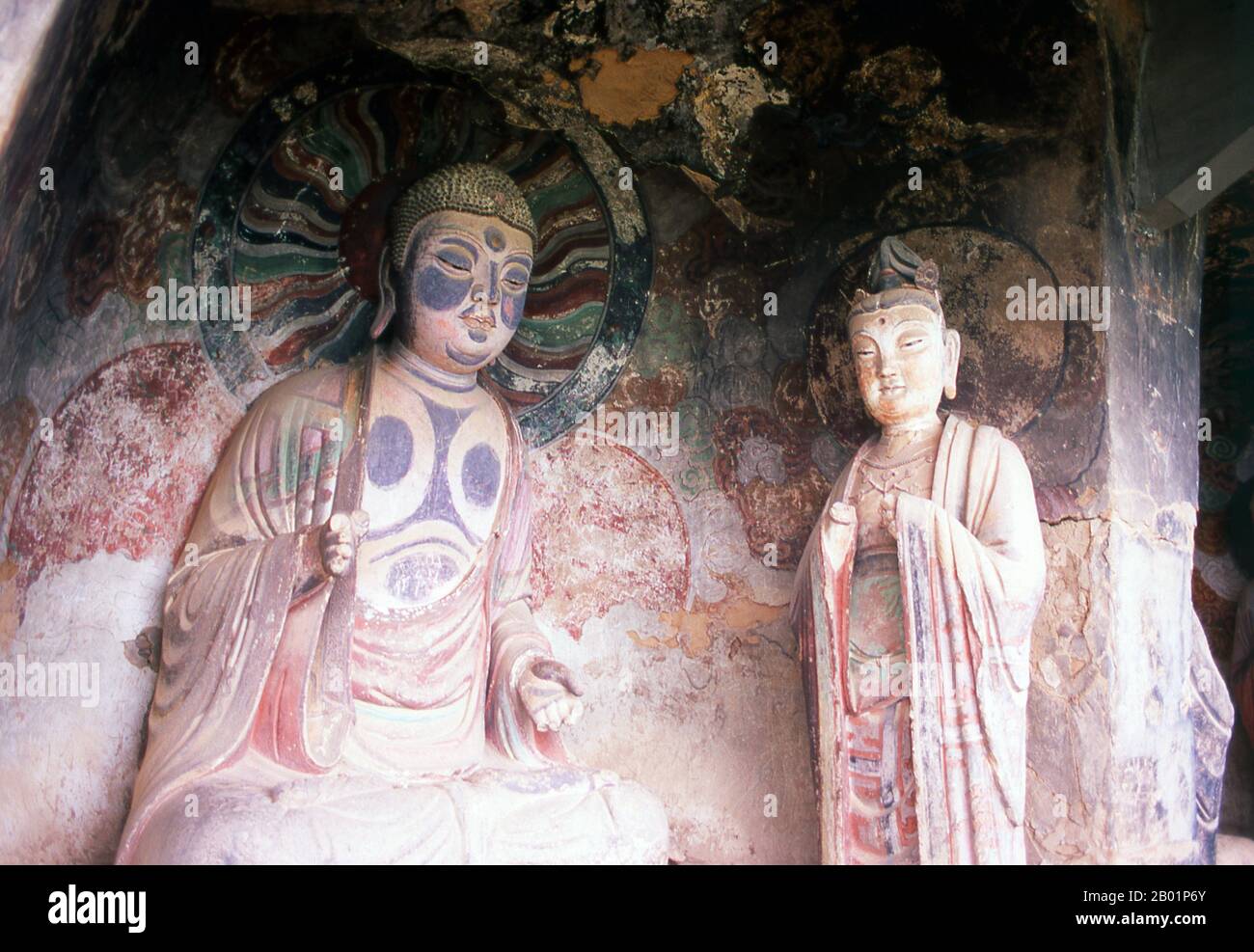 China: Buddha with a bodhisattva, Maiji Shan Grottoes, Tianshui, Gansu ...