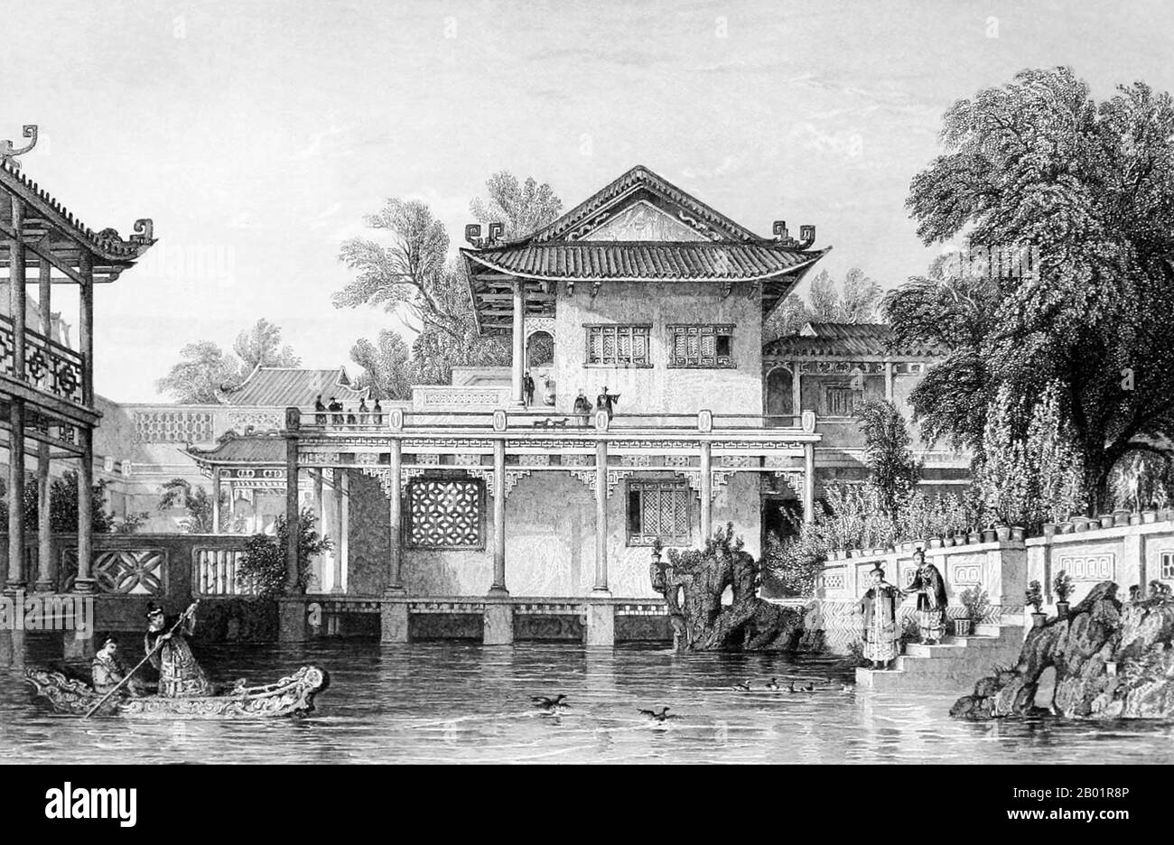China/United Kingdom: 'Fountain Court in Conseequa's House, Canton ...