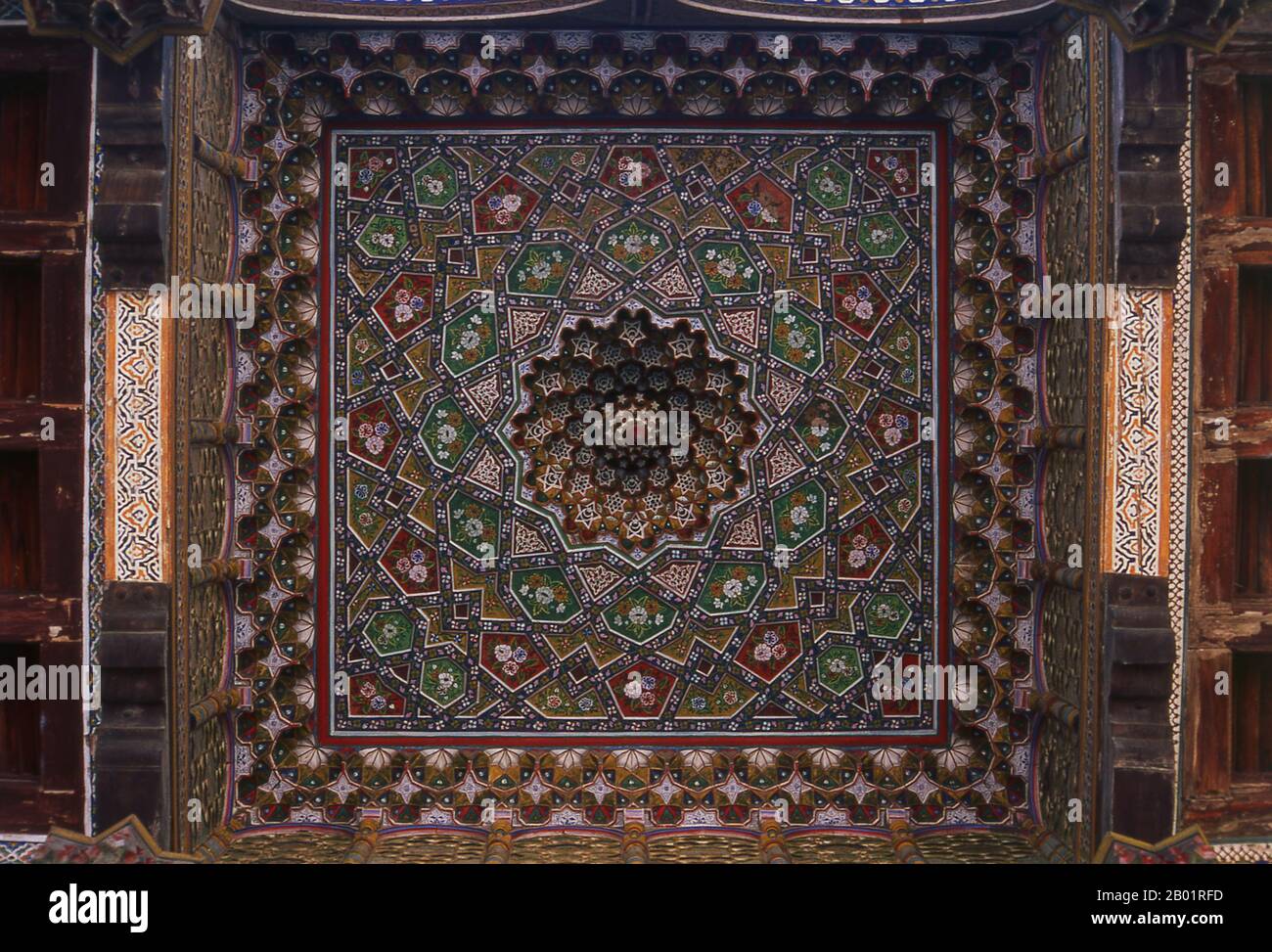 Uzbekistan: A ceiling detail from the iwan or covered portico at Bolo ...