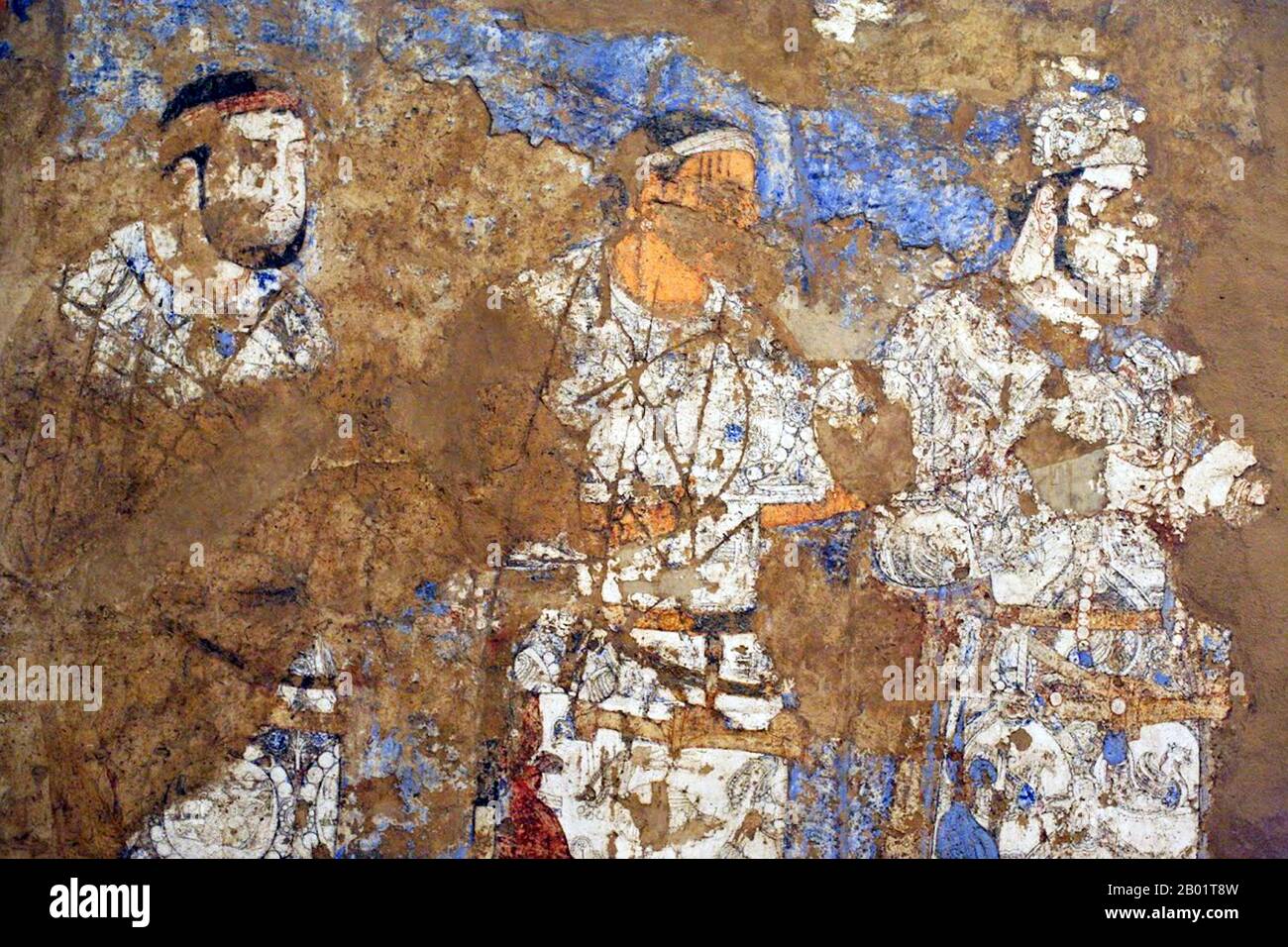 Uzbekistan: Three delegates. Detail from a section of the Afrasiab ...