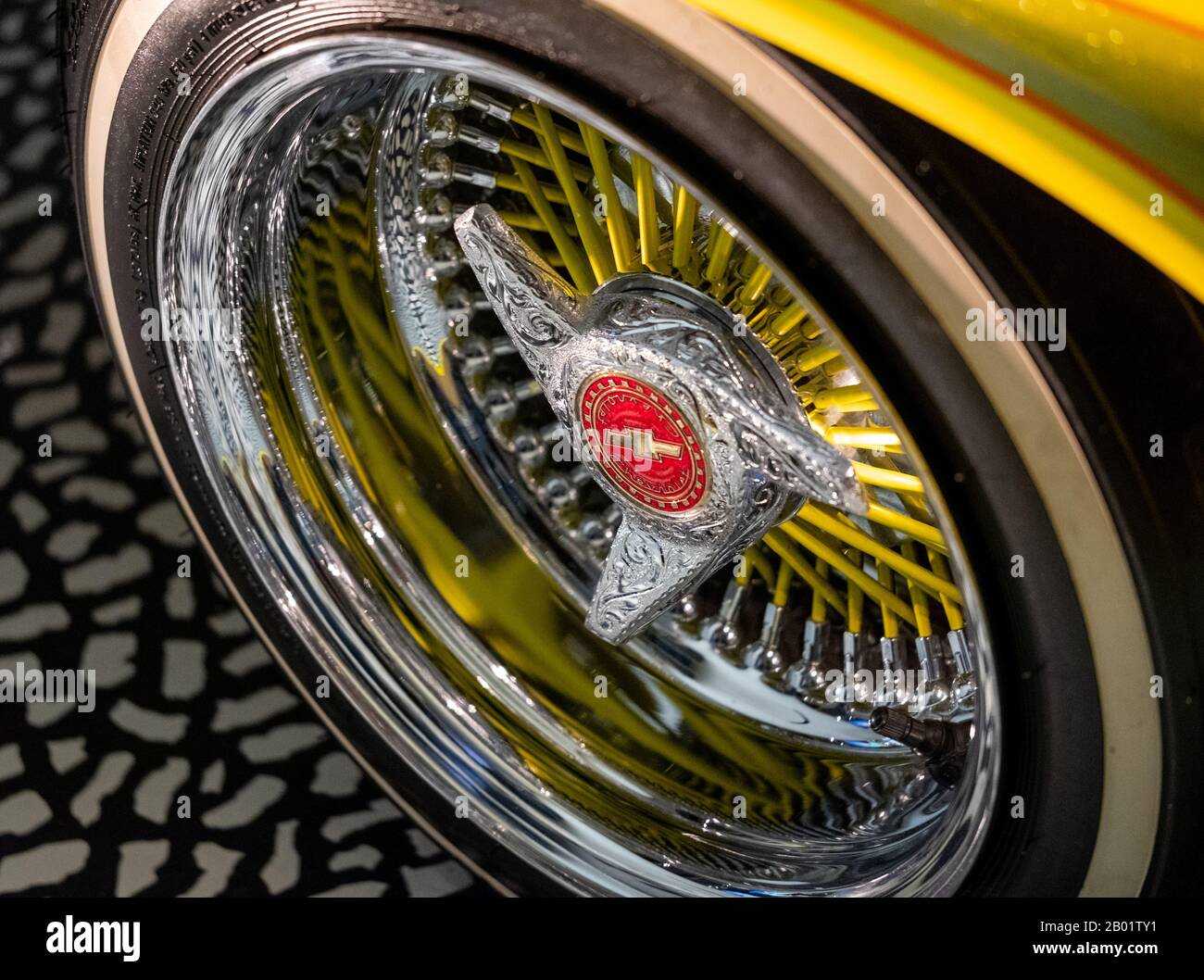 Close up of wheel on customised American Chevrolet Impala car by name ...