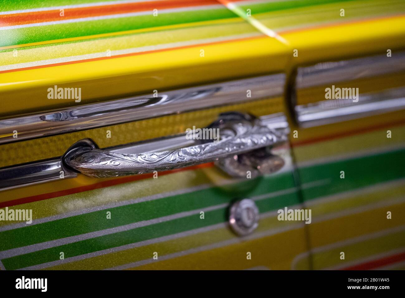 Close up of customised American Chevrolet Impala car by name of Tipsy ...