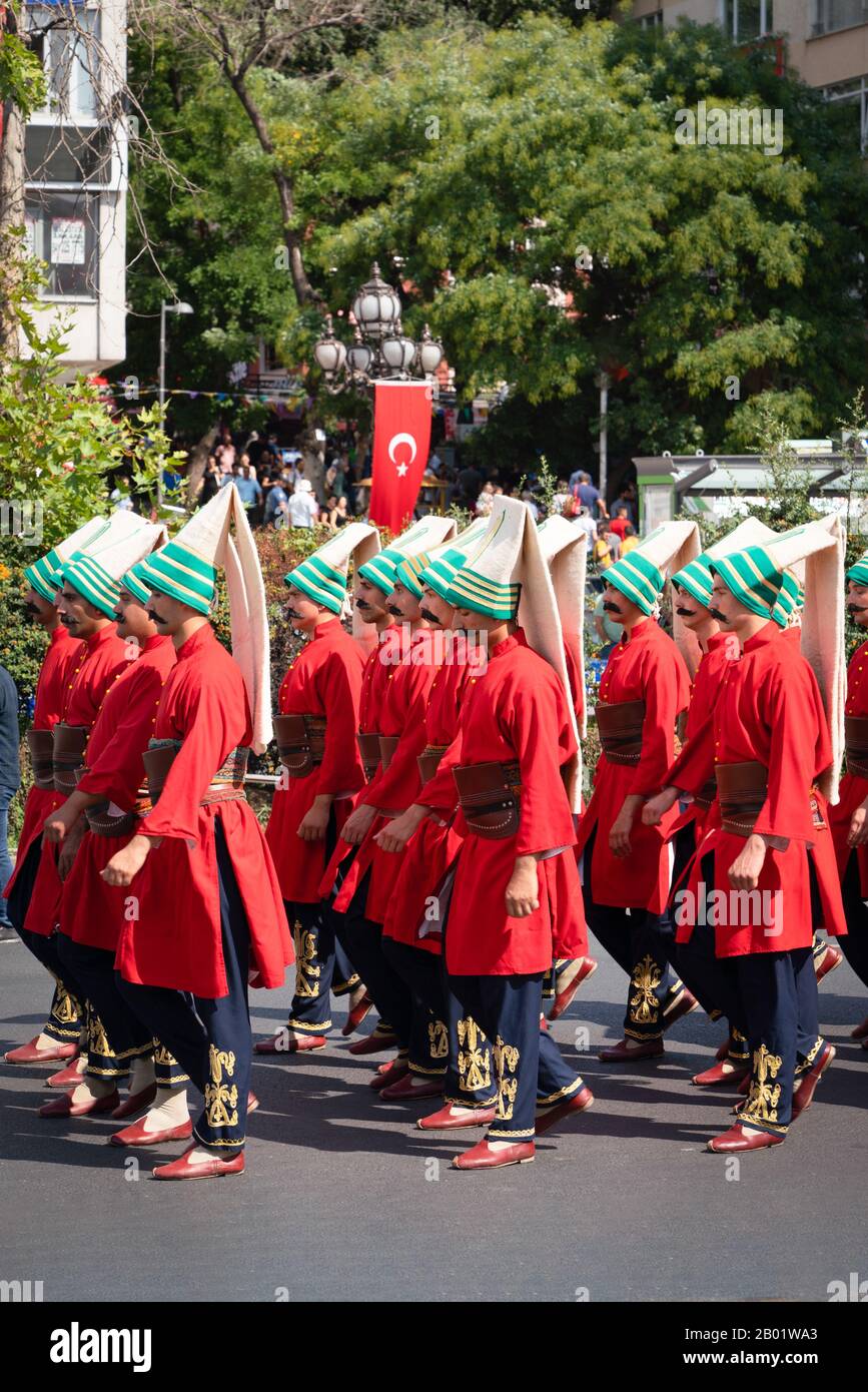 Ankara/Turkey - August 30 2019: Soldiers in Ottoman uniforms parades ...
