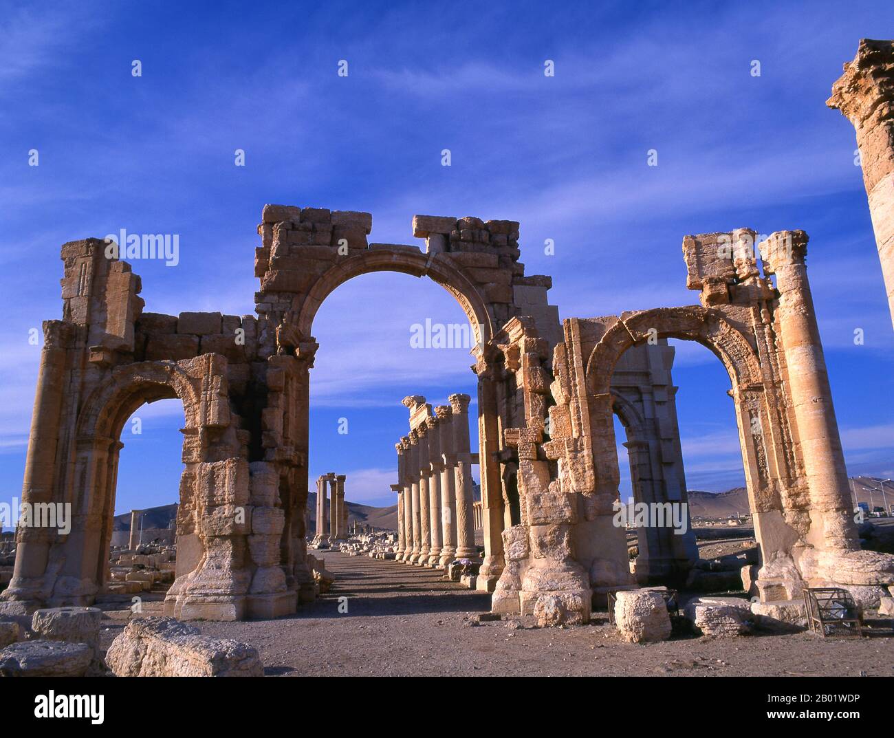 Syria: Entrance to the Great Colonnade, Palmyra. Palmyra was an ancient ...