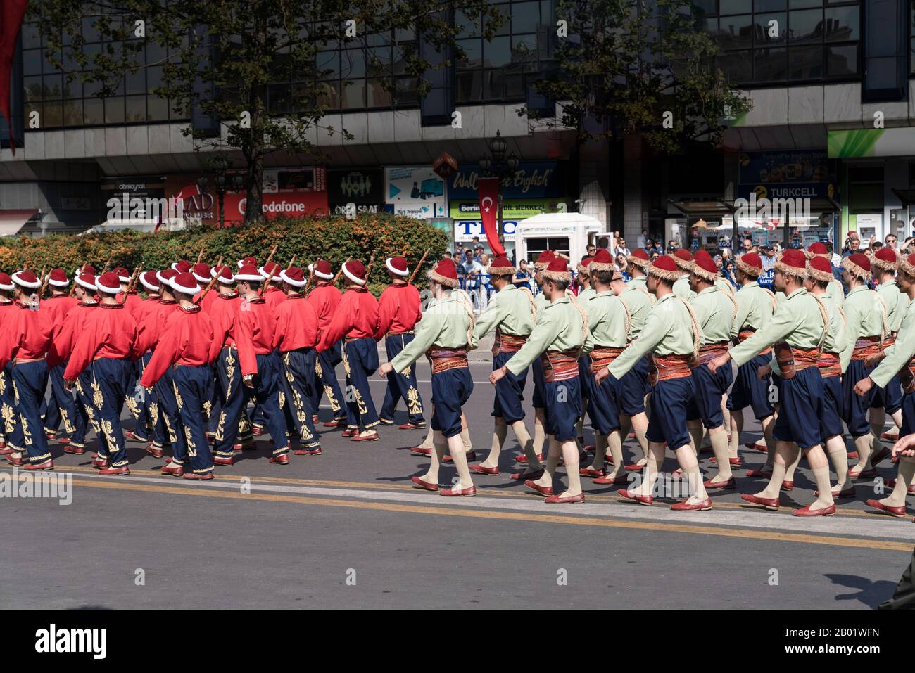 Ankara/Turkey - August 30 2019: Soldiers in Ottoman uniforms parades ...