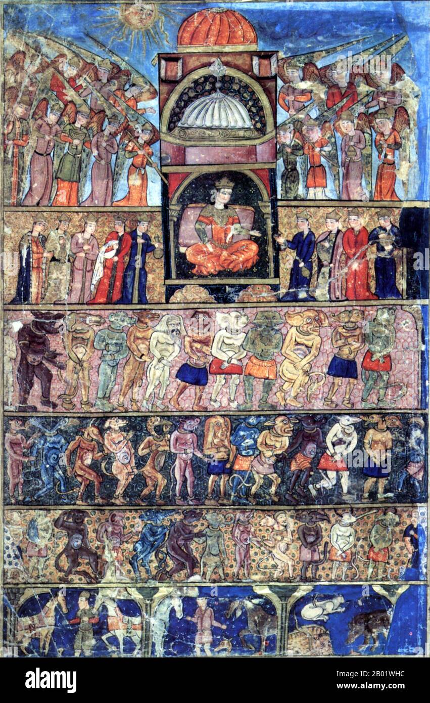 Turkey: 'Bilqis, Queen of Sheba Enthroned'. Miniature painting from the ...