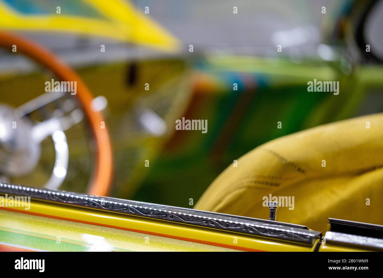 Close up of customised American Chevrolet Impala car by name of Tipsy ...