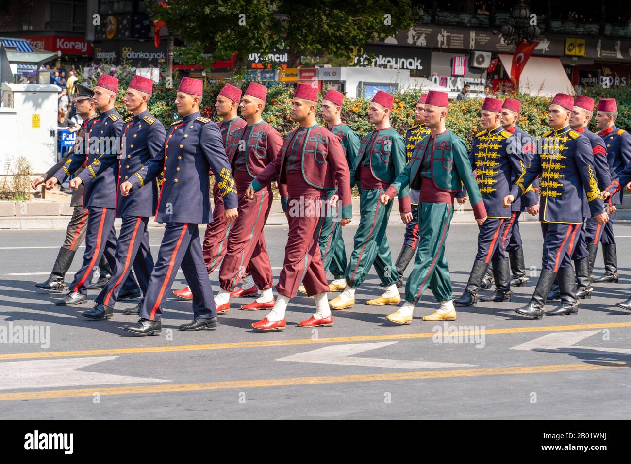 Ankara/Turkey - August 30 2019: Soldiers in Ottoman uniforms parades ...