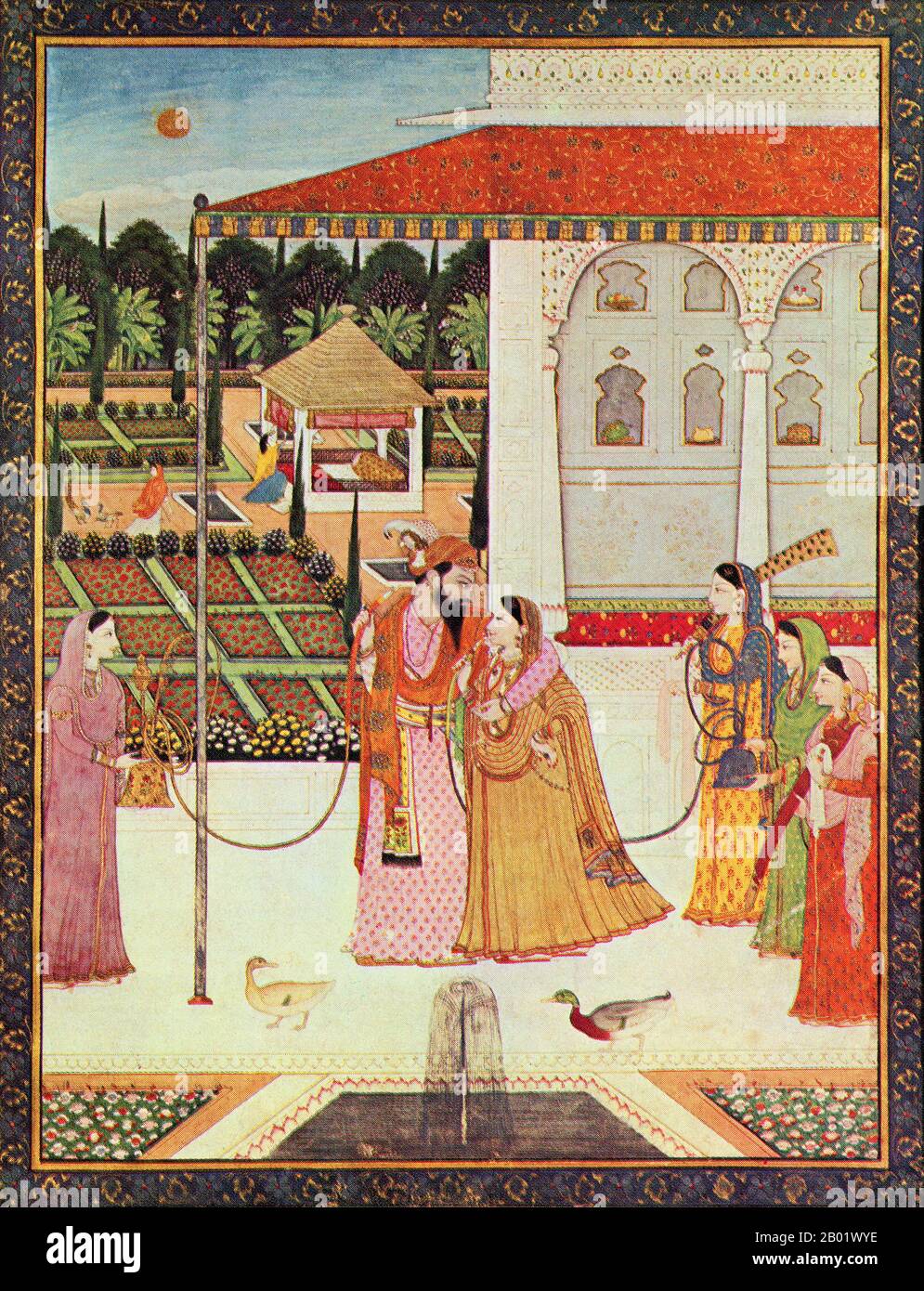 India: A high-ranking noble embraces his beloved (possibly his wife ...