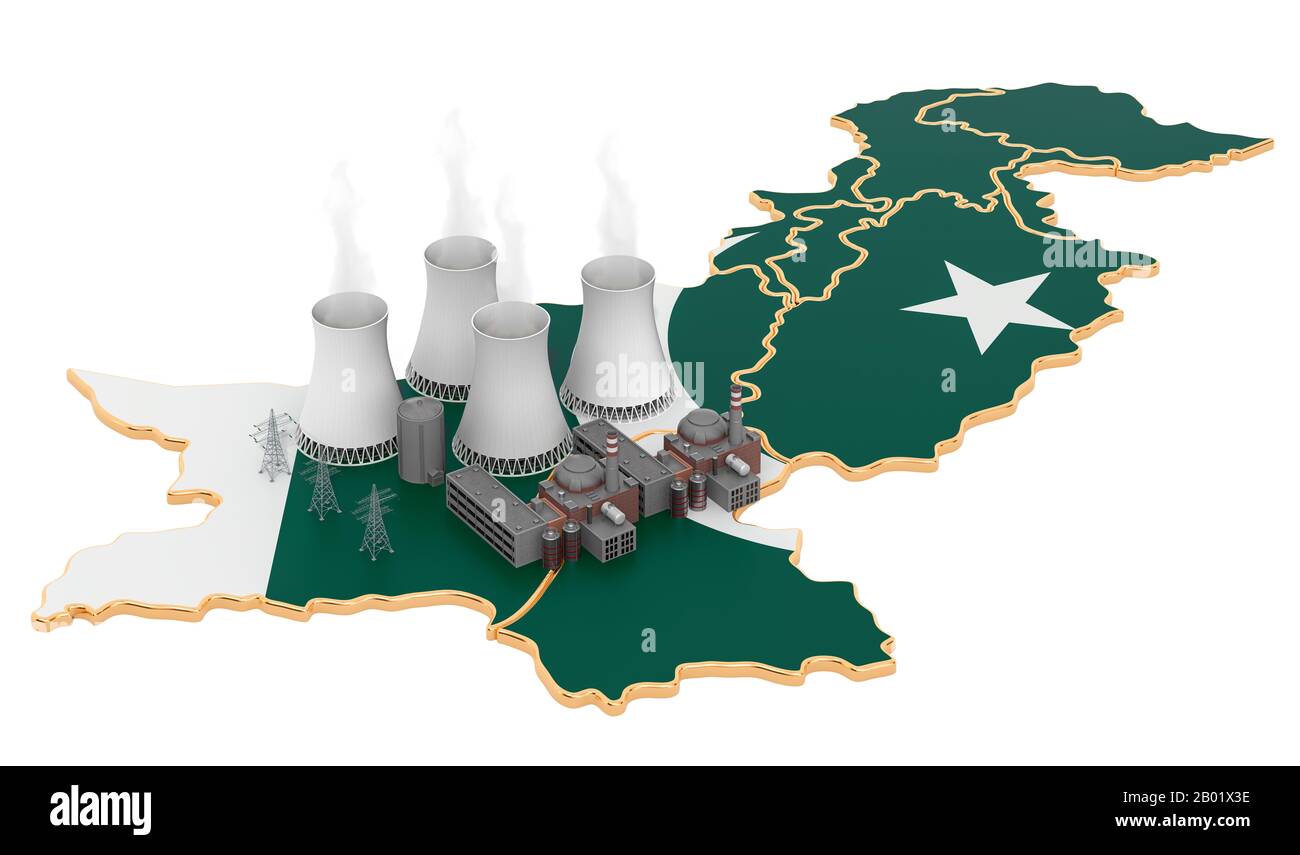Nuclear power stations in Pakistan, 3D rendering isolated on white ...