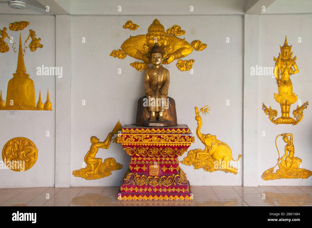 Thailand: Preaching Buddha figure with a representation of Rahu, Snake ...